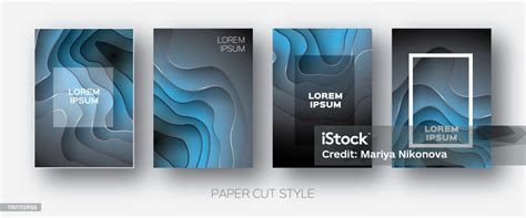 종이 컷 웨이브 모양 비즈니스 프리 젠 테이 션 전단지 포스터에 대 한 계층화 된 곡선 종이 접기 디자인 4 세로 배너의 집합입니다 3d 추상적 인 지도 조각 텍스트 프레임