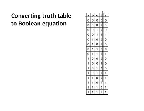 Converting Truth Table To Boolean Equation Lecture Notes Discrete Mathematics Docsity