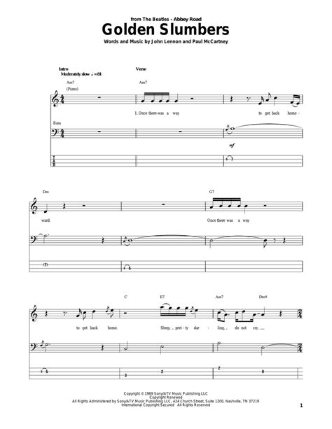 Golden Slumbers By The Beatles Electric Guitar Digital Sheet Music