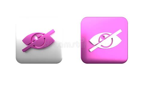 Colorful Invisible Or Hide Icon Isolated On White Background Square Button Stock Illustration