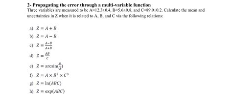2 ﻿propagating The Error Through A Multi Variable