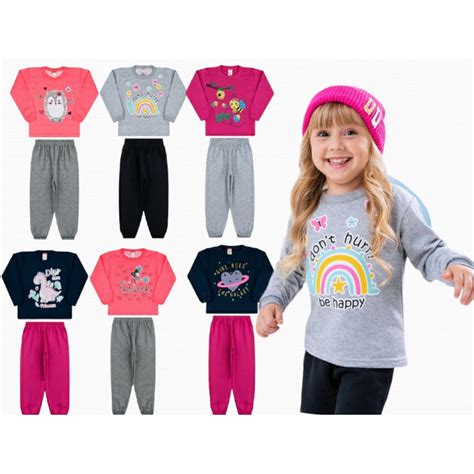 Kit 6 Peças Infantil Conjunto Menina Moletom Feminino Inverno Manga Longa Escorrega O Preço