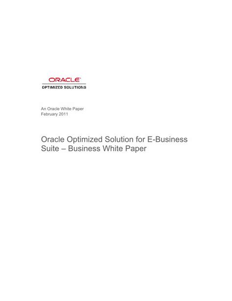 pdf oracle optimized solution for e business suite · 7 oracle on oracle oracle optimized