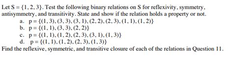 Solved Let S Test The Following Binary Chegg