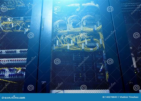 Server Room Web Internet And Network Telecommunication Technology Big Data Storage And Cloud