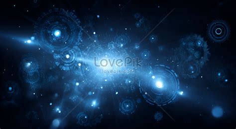 파란색 데이터 흐름 및 기어 개념 다이어그램