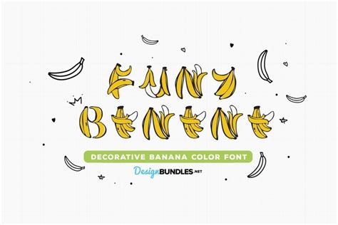 Funy Banana Decorative Banana Color Font