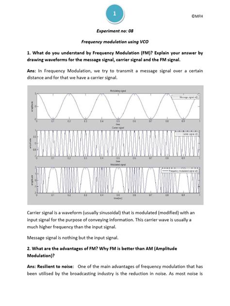 Eee482 Exp 8 Frequency Modulation Pdf Frequency Modulation Amplifier