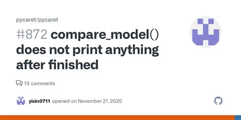 compare model does not print anything after finished · issue 872 · pycaret pycaret · github