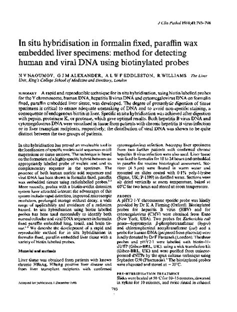 Pdf In Situ Hybridisation In Formalin Fixed Paraffin Wax Embedded