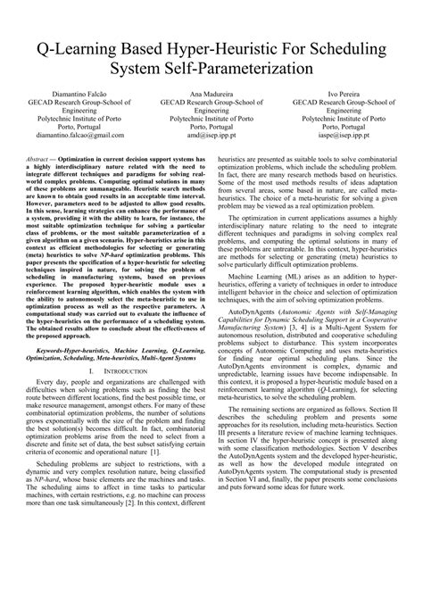 Pdf Q Learning Based Hyper Heuristic For Scheduling System Self