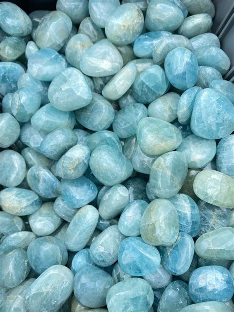 Tumbled Aquamarine Aquamarine Tumbled Stone Grade A New Moon