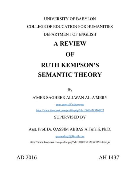A Review Of Ruth Kempsons Semantic Theory Pdf