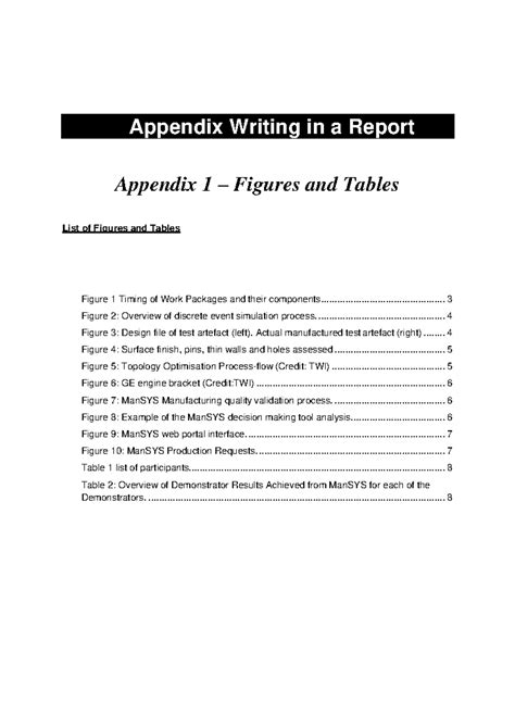 appendix writing in a report appendix writing in a report appendix 1 figures and tables list