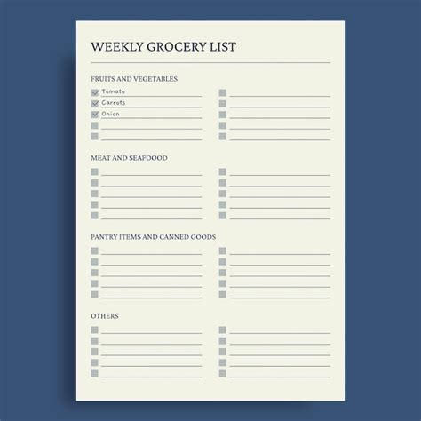 Lista De Compras Semanal Minimalista Vetor Grátis