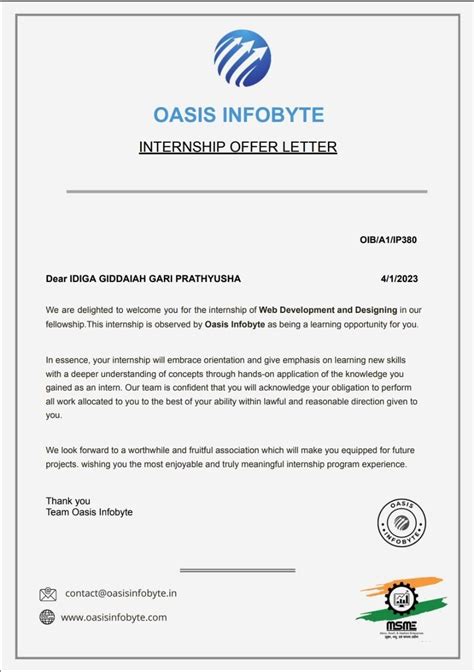 Ig Prathyusha On Linkedin Oasisinfobyte Webdevelopment