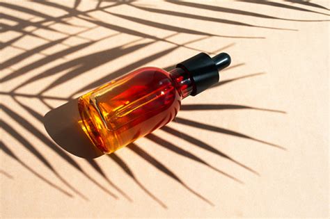 야자수 잎 그림자베이지 배경에 파이펫 화장품 병 뷰티 제품 스킨 케어 오일 세럼 트리트먼트 0명에 대한 스톡 사진 및 기타 이미지 Istock