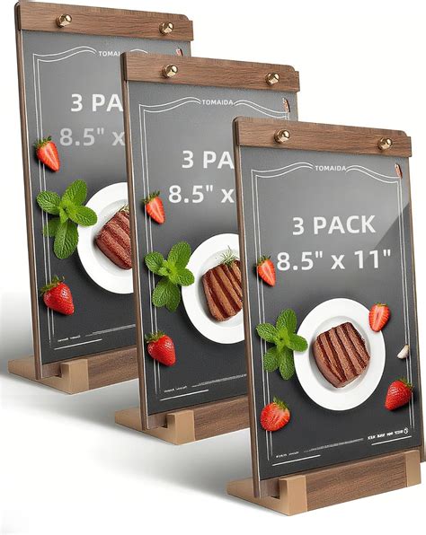 Tomaida 3 Pack 85x11 Acrylic Sign Holder A4 With Wood
