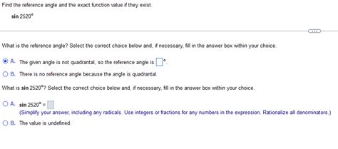 Solved Find The Reference Angle And The Exact Function Value Chegg Com