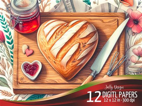 Heart Shaped Bread Watercolor Paper Graphic By Jallydesign · Creative