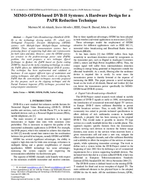 Pdf Mimo Ofdm Based Dvb H Systems A Hardware Design For A Papr
