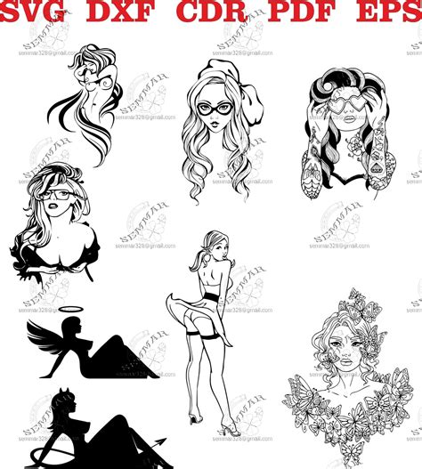 Svg Project Sexy Woman Digital File For Cnc Plotter Laser Textile