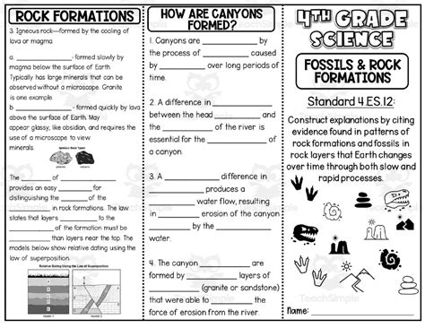 Fossils Rock Formations Trifold By Teach Simple