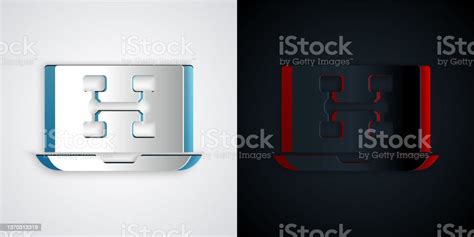 종이 는 회색과 검은 색 배경에 격리 된 자동차 아이콘의 하드웨어 진단 조건을 잘라 자동차 서비스 및 수리 부품 종이 아트 스타일 벡터 3차원 형태에 대한 스톡 벡터 아트