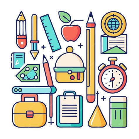 Colorful School Supplies Icons In A Square Frame Premium Ai Generated