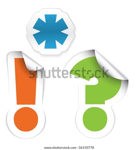 Set Labels Asterisk Exclamation Mark Question Stock Vector Royalty