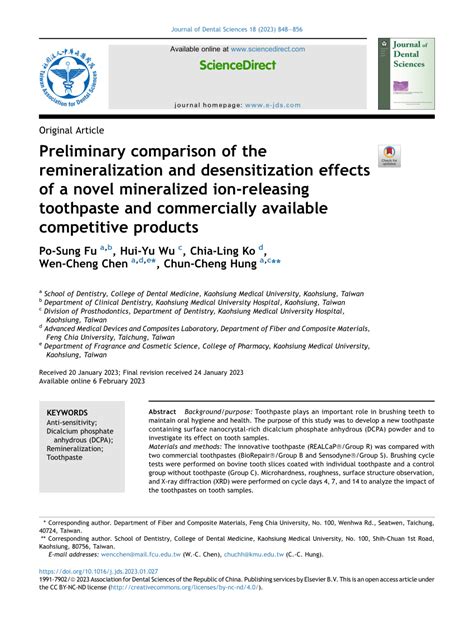 Pdf Preliminary Comparison Of The Remineralization And