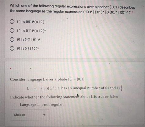 Solved Which One Of The Following Regular Expressions Over