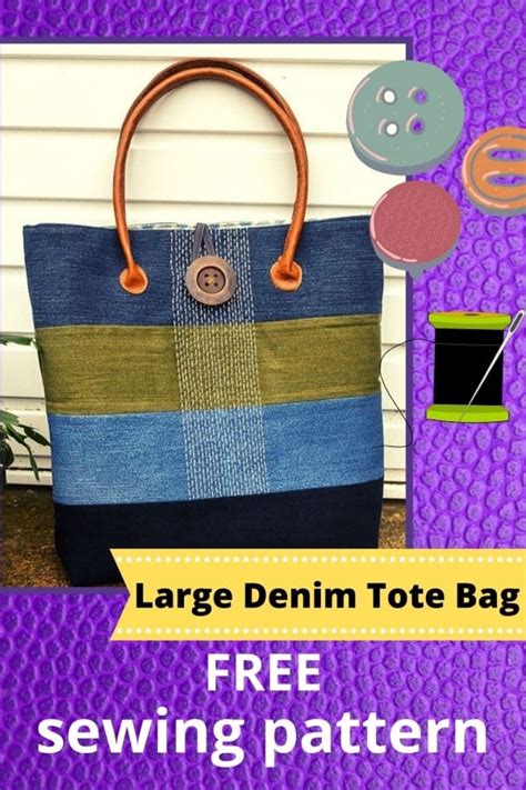Large Denim Tote Bag Free Sewing Pattern Sew Modern Bags