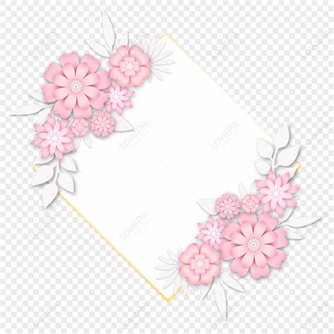 종이 컷 꽃 일러스트 마름모 웨딩 테두리 일러스트잎부드러운낭만적 인 Png 일러스트 무료 다운로드 Lovepik