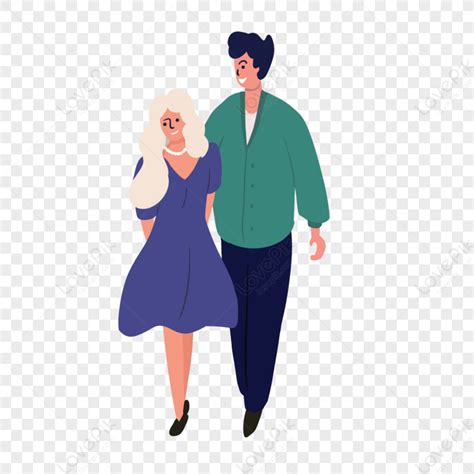 손을 잡고 걷는 커플의 만화 그림 일러스트머리휴일 Png 일러스트 무료 다운로드 Lovepik