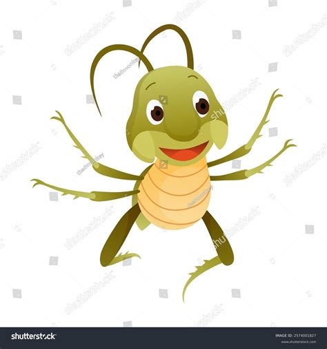 Playful Cartoon Grasshopper Character Dynamic Pose Stock Vector