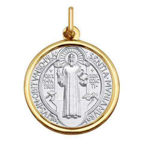Médaille Saint Benoît Or Jaune And Blanc 18ct · Maison De La Médaille