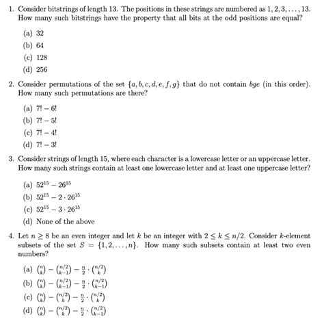 Solved 1 Consider Bitstrings Of Length 13 The Positions In Chegg Com