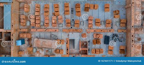 Pallets Of Clay Brick Stored For Building Construction Construction