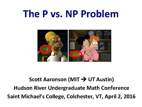 The P Vs Np Problem Scott Aaronson Mit