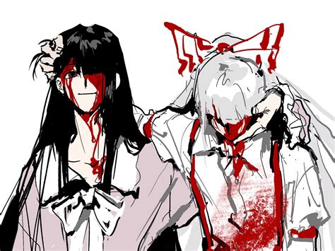 Fujiwara No Mokou And Houraisan Kaguya Touhou Drawn By Poxiao354