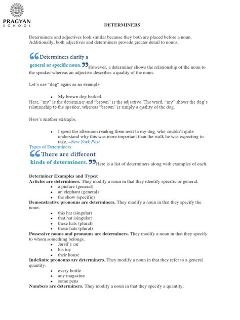 Determiners Study Material Download Free Pdf Noun Grammatical Number