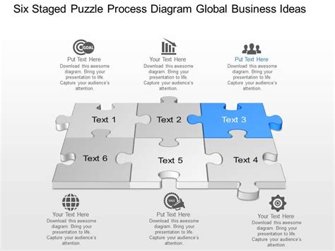 Bh Six Staged Puzzle Process Diagram Global Business Ideas Powerpoint Template PowerPoint
