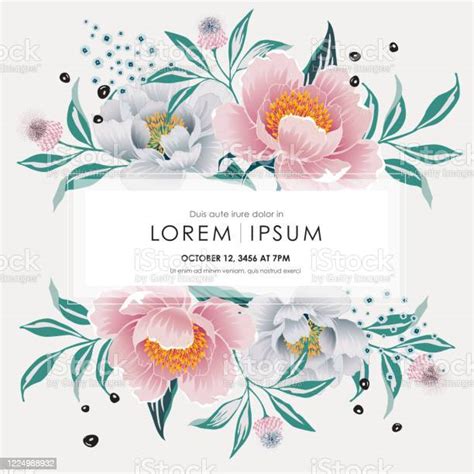 결혼식 기념일 생일 및 파티를위한 아름다운 꽃 프레임의 벡터 그림 초대 장 액자 포스터 스크랩북을 위한 디자인 0명에 대한 스톡