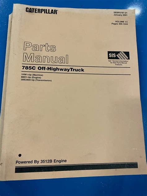 Caterpillar 785c Off Highway Truck Parts Manual Genuine Cat Book