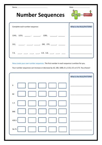 Year 6 Number Sequences 2 Page Work Booklet Teaching Resources