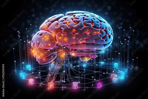 Vivid Neuronal Brain Dots Connecting Through Synapses Self Awareness Spike Timing Dependent