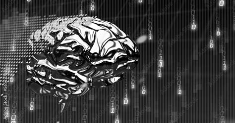 Composite Of Human Brain Binary Coding And Data Processing Stock
