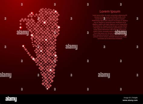 Gibraltar Map From Red Pattern Rhombuses Of Different Sizes And Glowing
