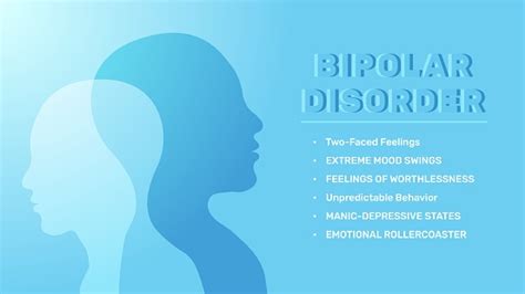 은유 양극성 장애 마음 정신적 두 얼굴 느낌 분열 된 성격 극단적 인 기분은 2 명의 머리 실루엣을 흔들고 있습니다 이중 인격 장애 개념 정신 건강 배너입니다 감정에 대한